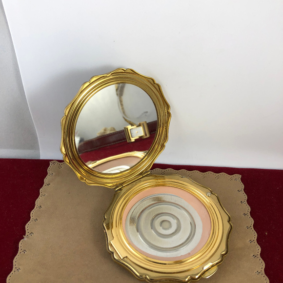 Vintage | Bags | Vintage Stratton Compact Pheasant Pink Gold Black ...